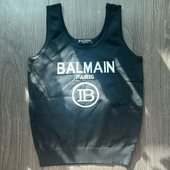Balmain | Tops | Balmain Paris Logo Tank Top | Poshmark